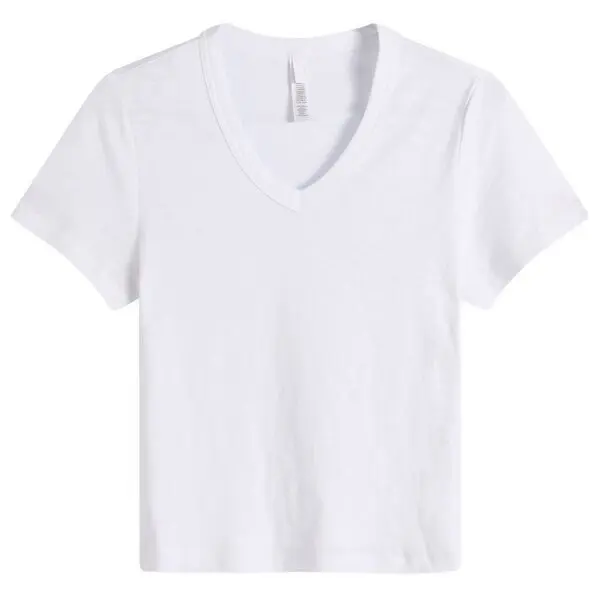 SKIMS Worn In Jersey Baby V Neck T-shirt - Snow