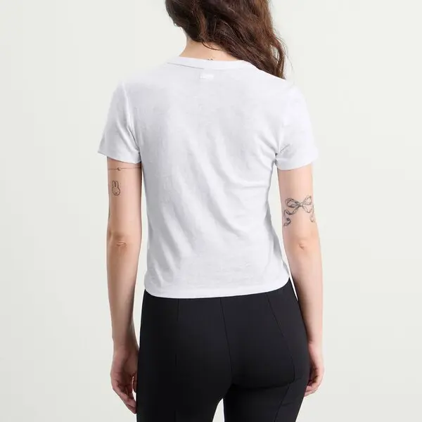 SKIMS Worn In Jersey Baby V Neck T-shirt - Snow