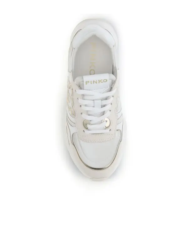 Pinko Round Toe Lace-up Sneakers - White