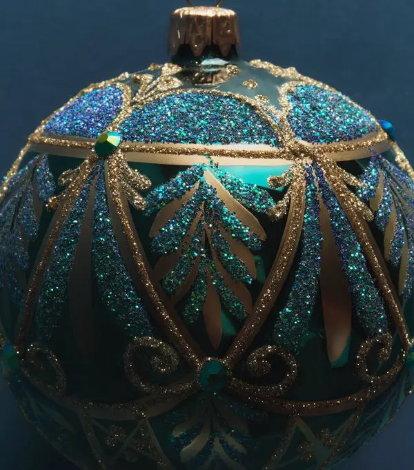 Harrods Glitter Leaf Pattern Bauble