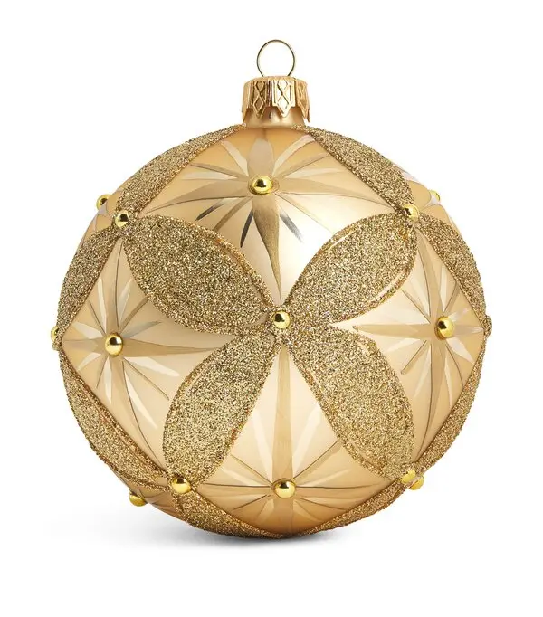 Harrods Beaded Glitter Bauble - Gold