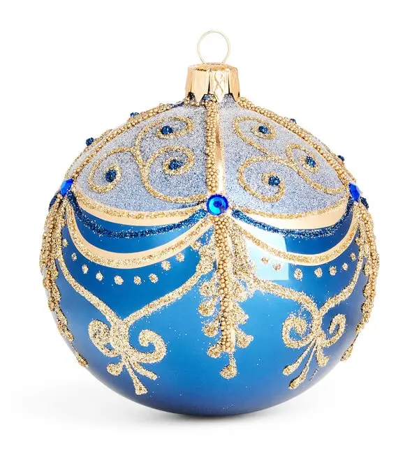 Harrods Glitter Patterned Bauble - Navy