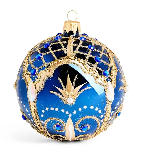 Harrods Glitter And Crystal-embellished Bauble - Navy