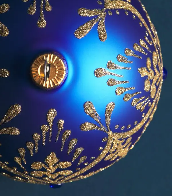 Harrods Glitter Fleur-de-lis Pattern Bauble