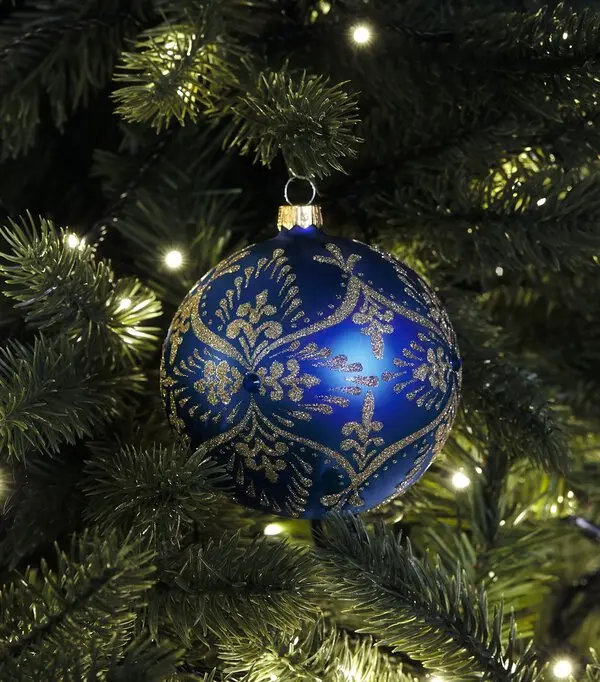 Harrods Glitter Fleur-de-lis Pattern Bauble