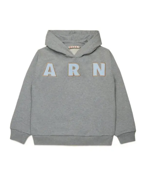 Marni Cotton Hoodie With Patches - Grey