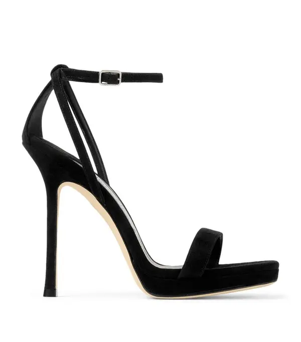 JIMMY CHOO Mozapf 120 Suede Heeled Sandals - Black