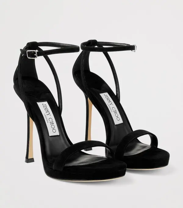 JIMMY CHOO Mozapf 120 Suede Heeled Sandals - Black