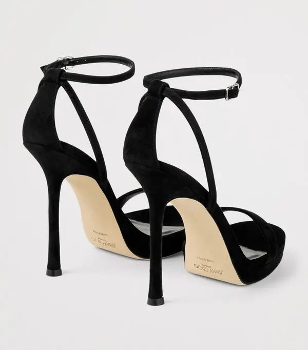 JIMMY CHOO Mozapf 120 Suede Heeled Sandals - Black