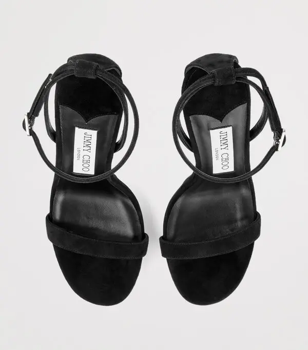 JIMMY CHOO Mozapf 120 Suede Heeled Sandals - Black
