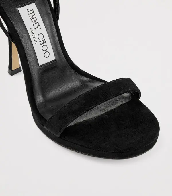 JIMMY CHOO Mozapf 120 Suede Heeled Sandals - Black