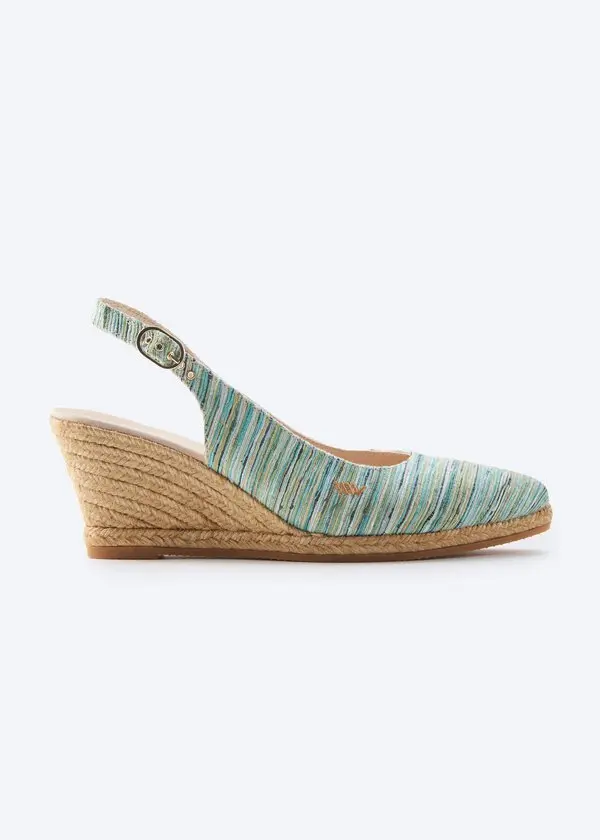 VISCATA Palomera Archive Canvas Espadrille Wedges - Multicolor Blue