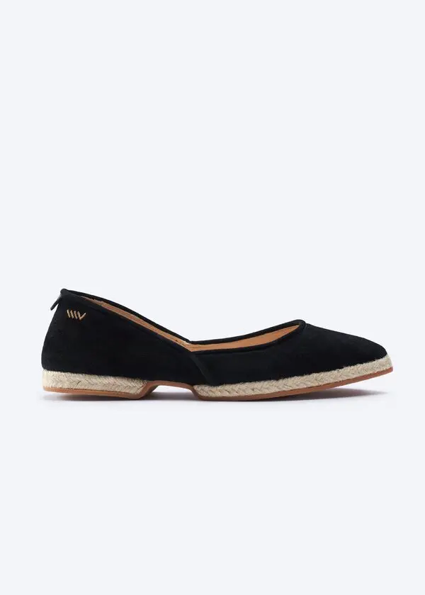 VISCATA Garvet Suede Espadrille Flats - Black