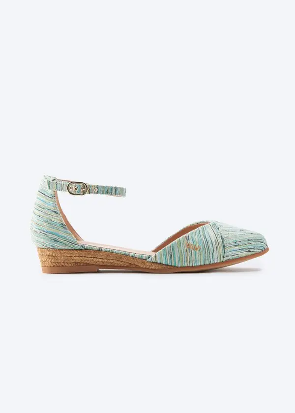 VISCATA Montroig Archive Canvas Espadrille With Adjustable Ankle Strap - Multicolor Blue