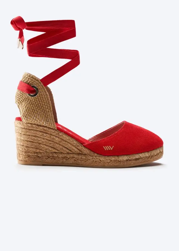 VISCATA Sagaro Archive Canvas Espadrille Wedges - Red