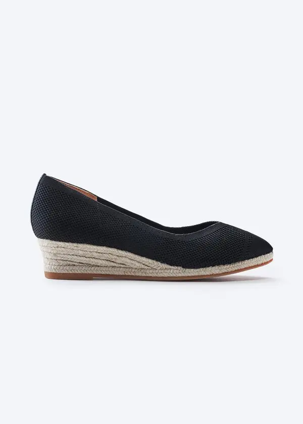 VISCATA Riba Elastic Espadrille Wedges - Black