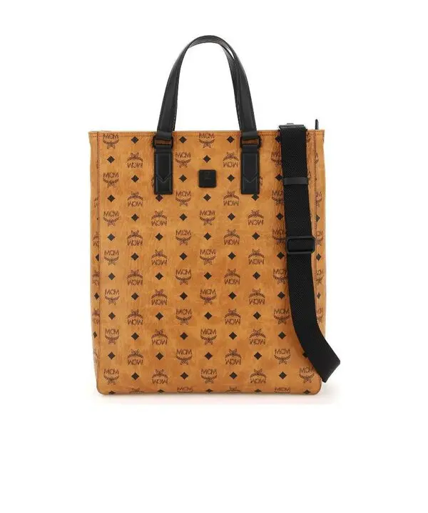 Mcm Klassik Allover Logo Printed Tote Bag - Brown