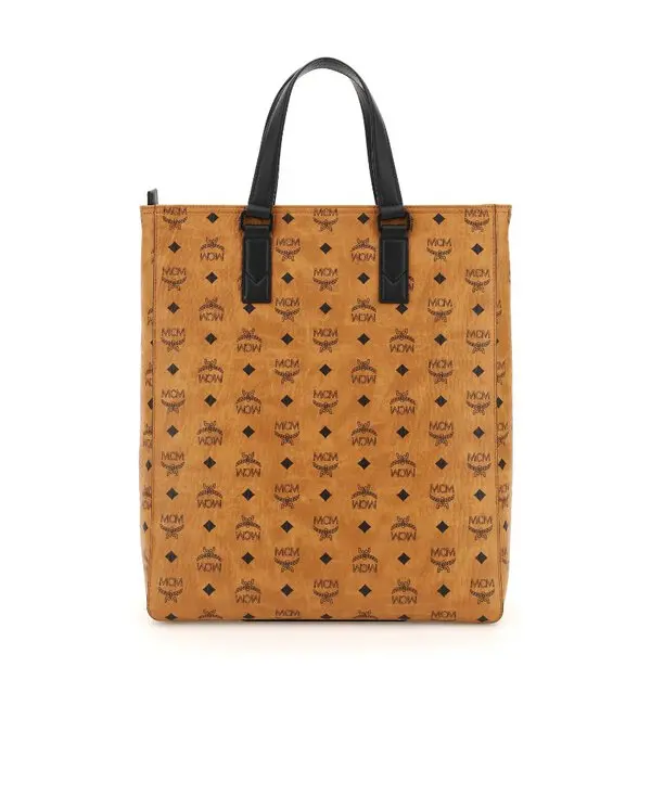 Mcm Klassik Allover Logo Printed Tote Bag