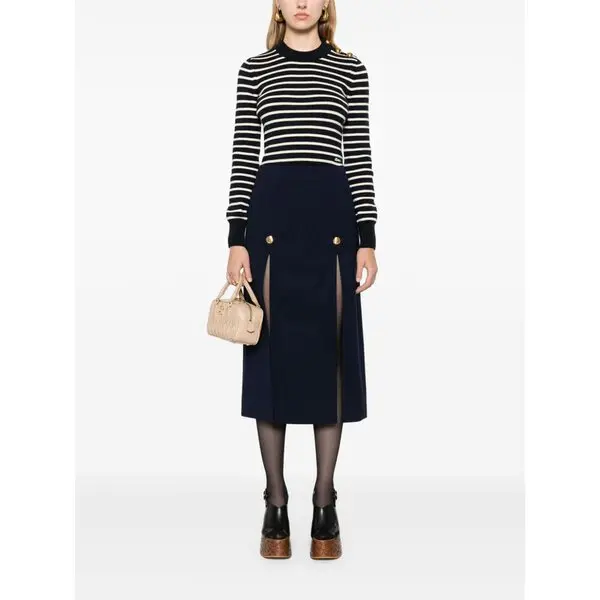 Ami Button Embellished Crewneck Knitted Jumper