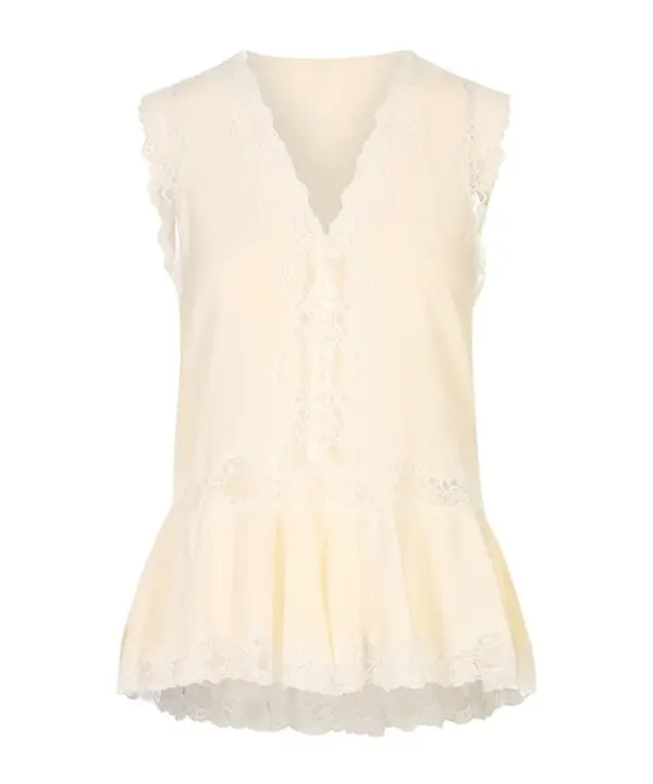 Chloé Sleeveless Ruffle Top - White
