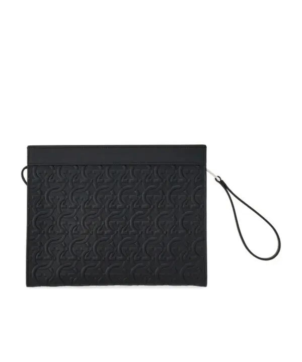 FERRAGAMO Logo Embossed Clutch Bag