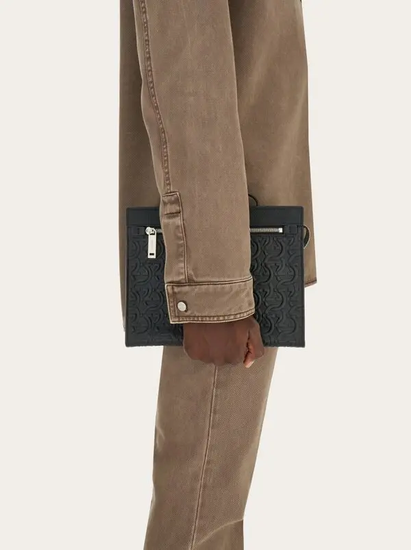 FERRAGAMO Logo Embossed Clutch Bag