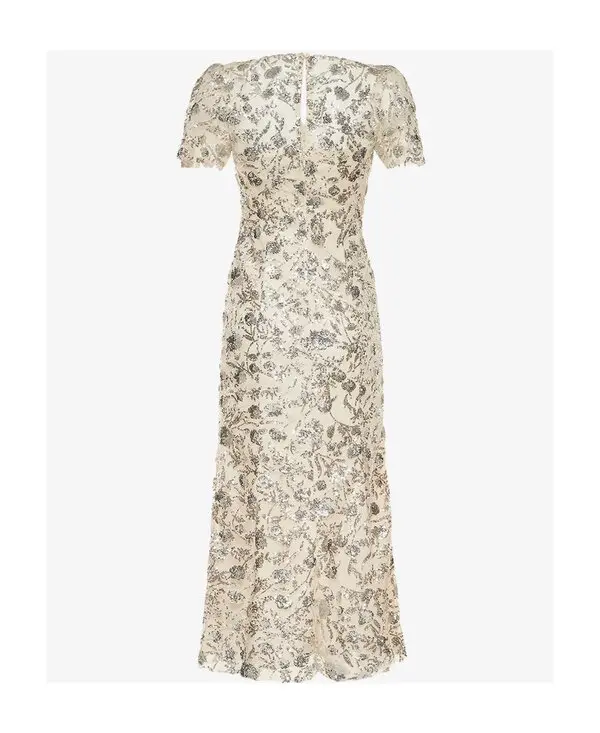 SELF-PORTRAIT Sequin-embellished V-neck Midi Dress