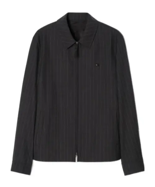 Burberry Pinstriped Wool Bloomsbury Harrington Jacket