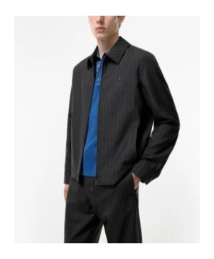 Burberry Pinstriped Harrington Jacket - Iron-gray