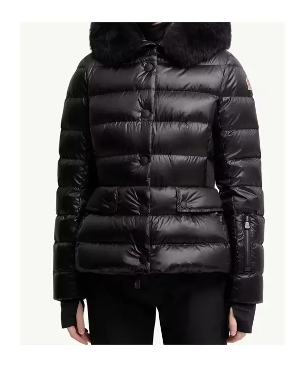 Moncler Down Ski Jacket With Shearling Trim