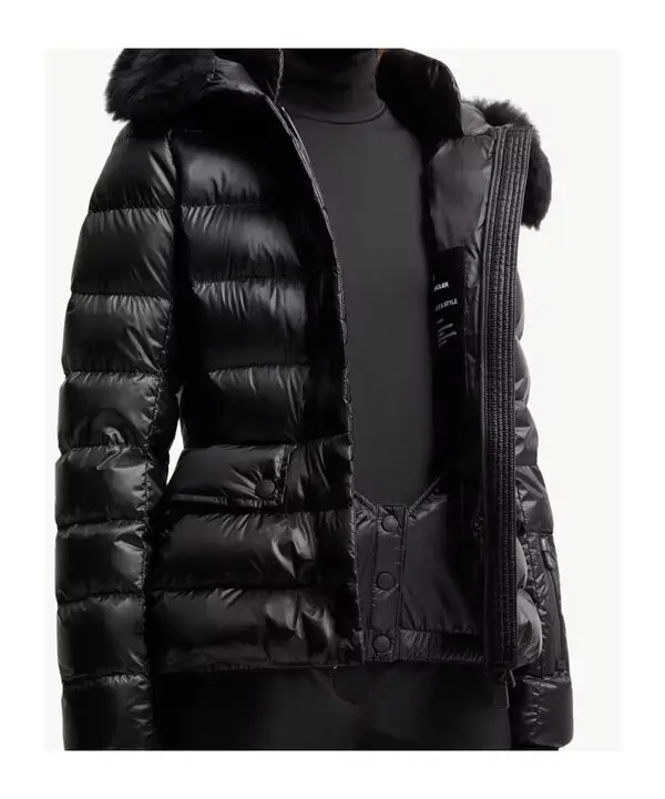 Moncler Down Ski Jacket With Shearling Trim