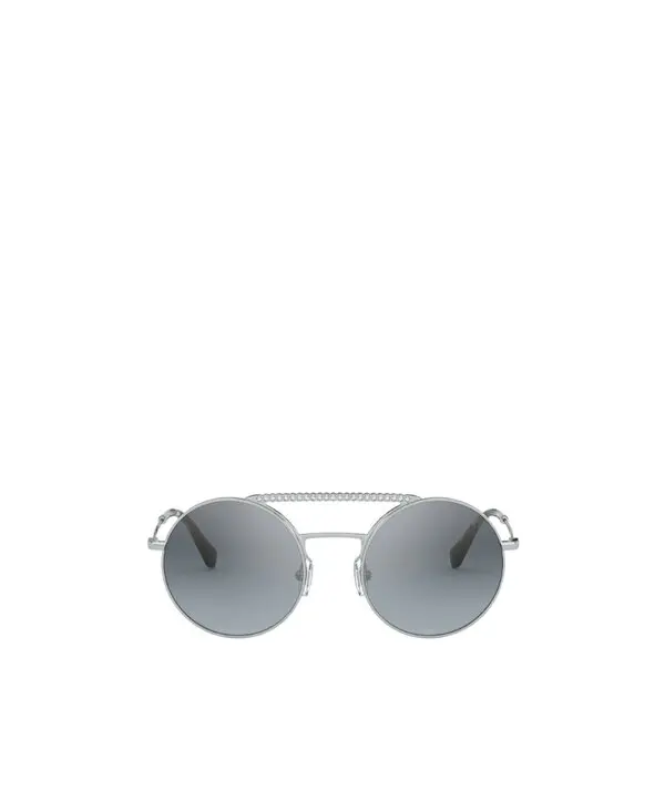 Miu Miu Round-crystal Embellished Aviator Sunglasses - Gray