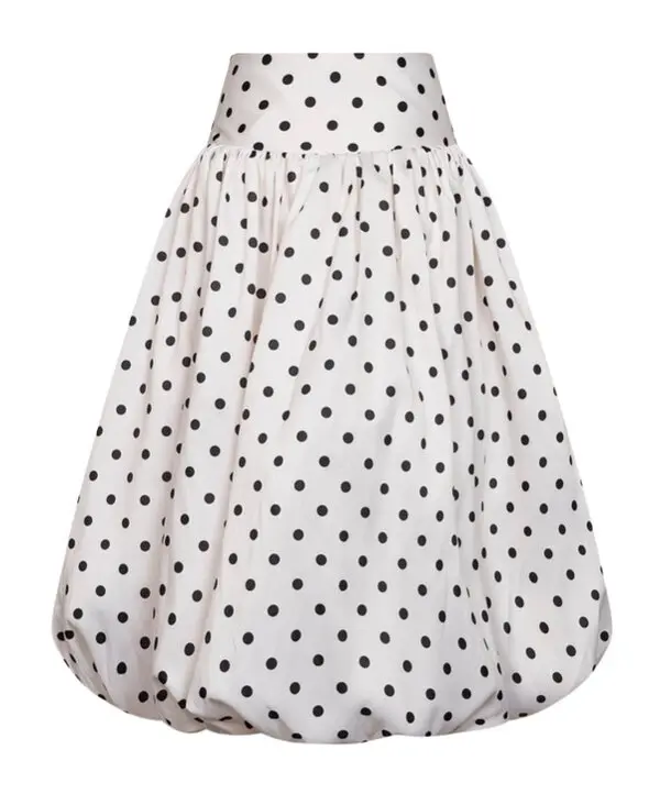 SELF-PORTRAIT Polka Dot Bubble Hem Skirt - Cream