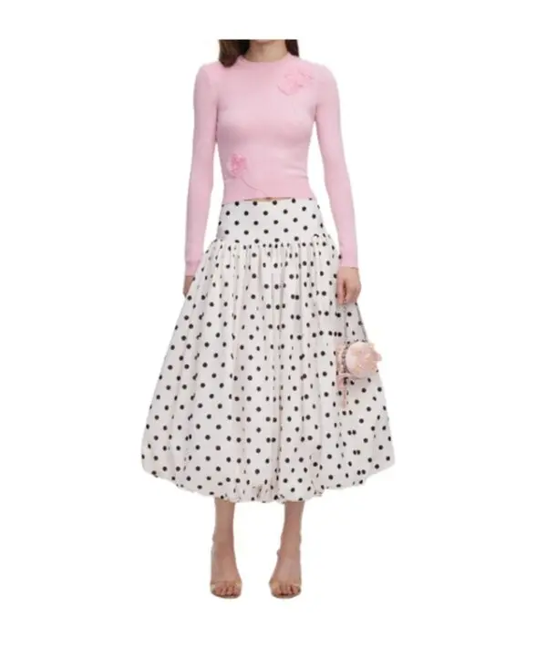 SELF-PORTRAIT Polka Dot Bubble Hem Skirt