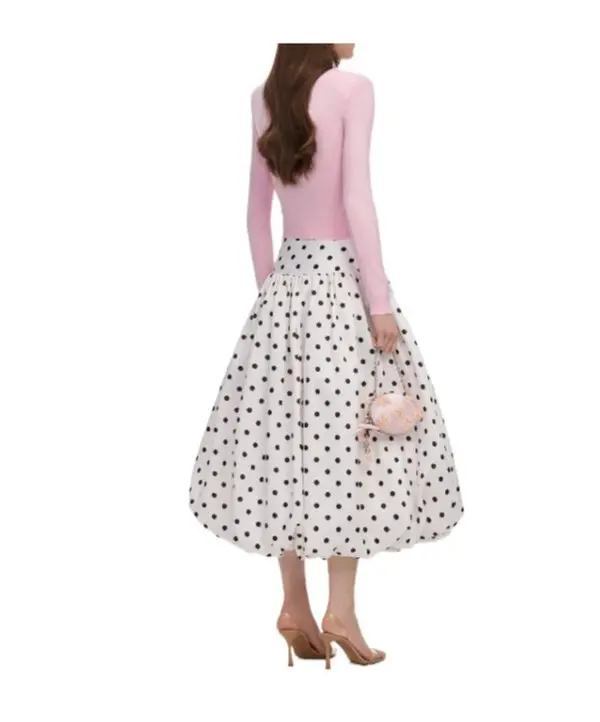 SELF-PORTRAIT Polka Dot Bubble Hem Skirt