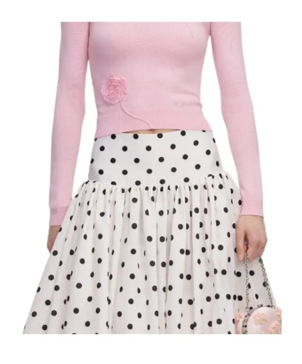 SELF-PORTRAIT Polka Dot Bubble Hem Skirt