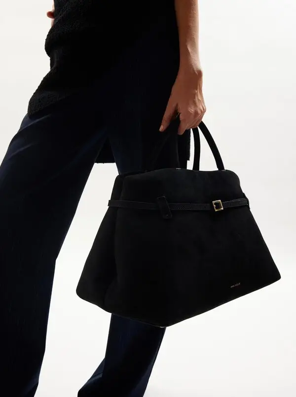 Manu Atelier Le Cambon 35 Suede Tote Bag - Black