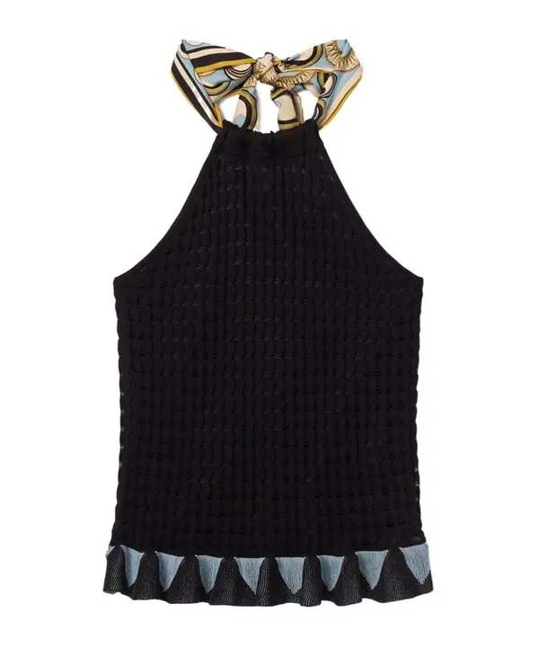 La DoubleJ Geometric Print Cape Top - Black