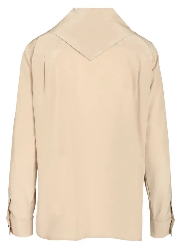 Max Mara Ring Detail Scarf Collared Shirt - Beige