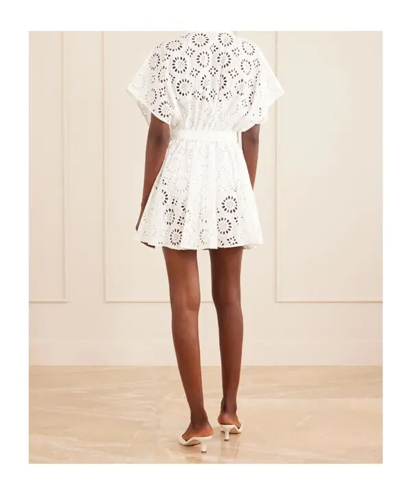 Norma Kamali Broderie Anglaise Belted Dress