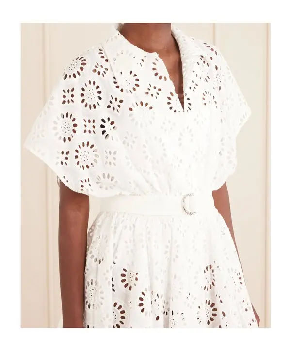 Norma Kamali Broderie Anglaise Belted Dress