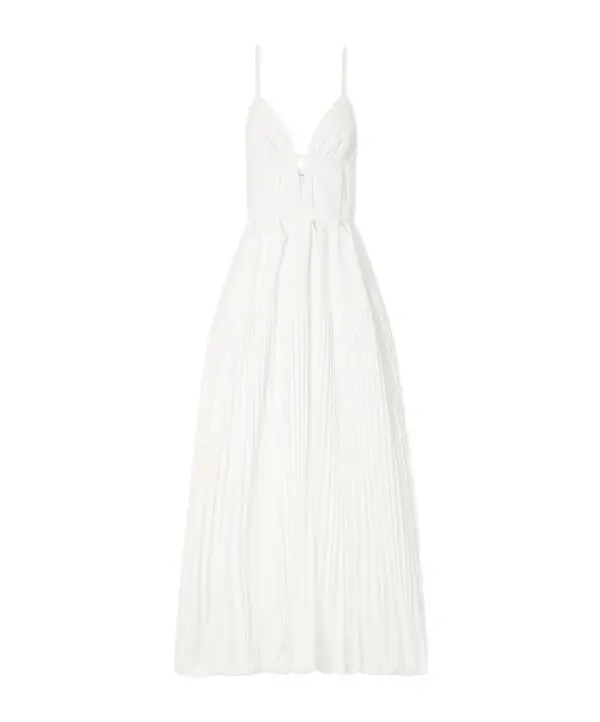 Simkhai Selene Cut-out Pleated Poplin Maxi Dress - White