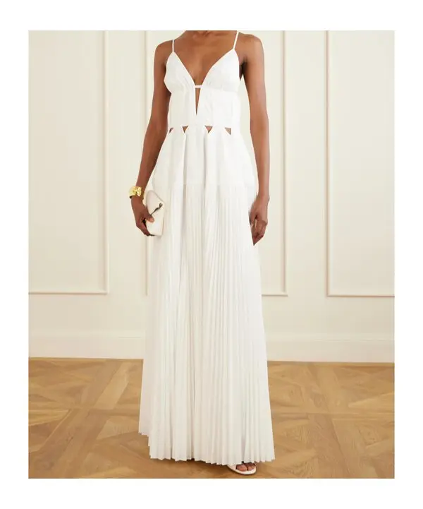 Simkhai Selene Cut-out Pleated Poplin Maxi Dress