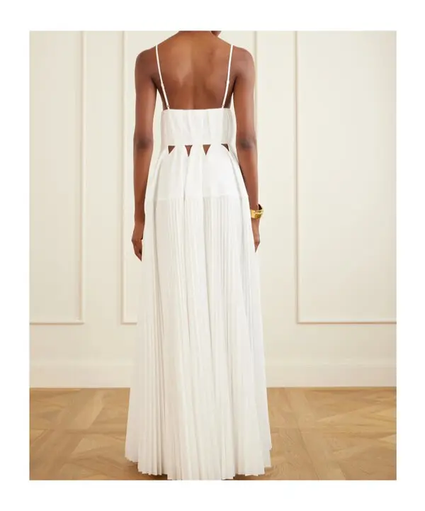 Simkhai Selene Cut-out Pleated Poplin Maxi Dress