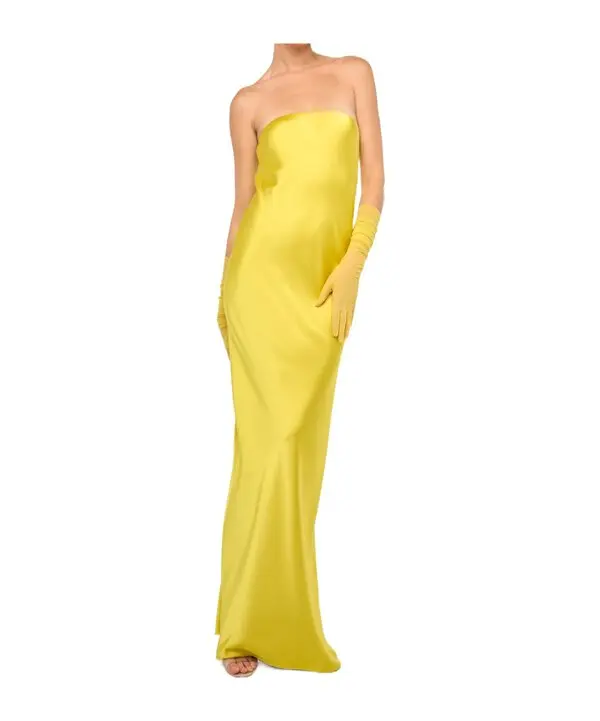 Norma Kamali Bias Strapless Gown - Tranquility Yellow