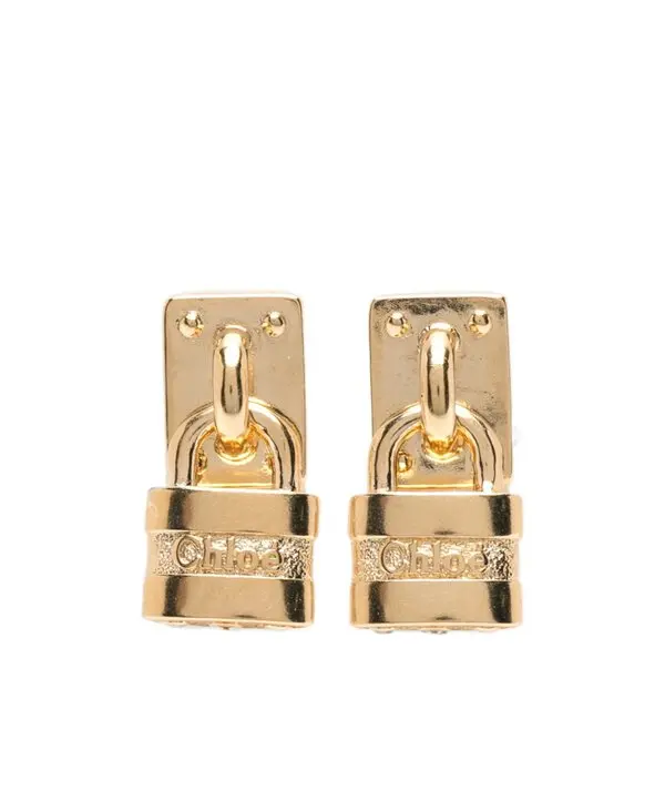 Chloé Padlock-detail Earrings - Yellow