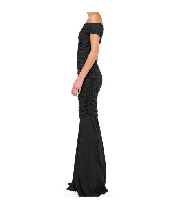 Norma Kamali Sleeveless Cowl Neck Side Shirred Fishtail Gown