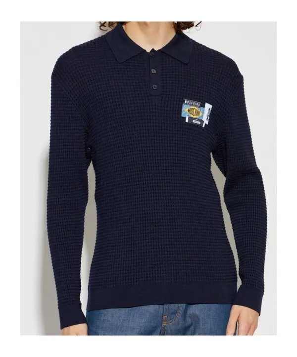 Moschino Collared Long-sleeved Knit Sweater