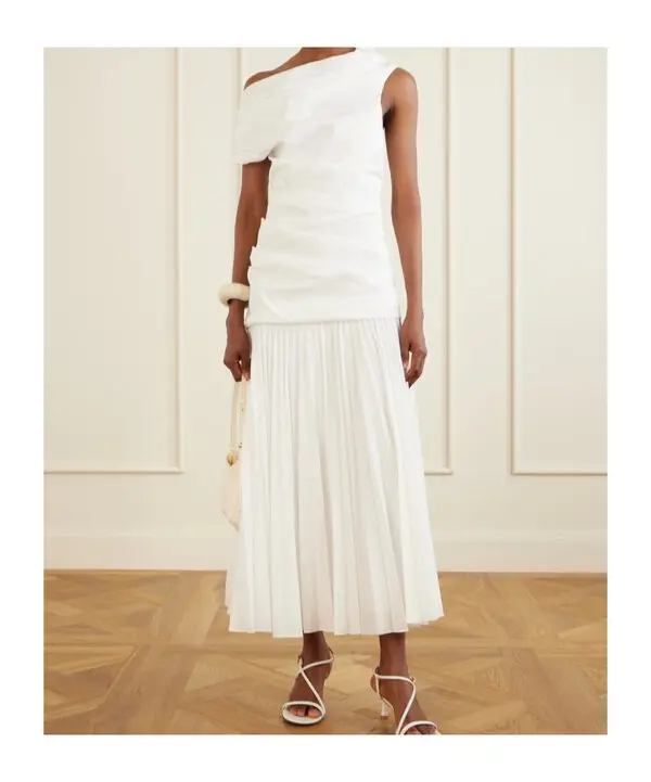 Simkhai Ammalie One-shoulder Draped Midi Dress - White