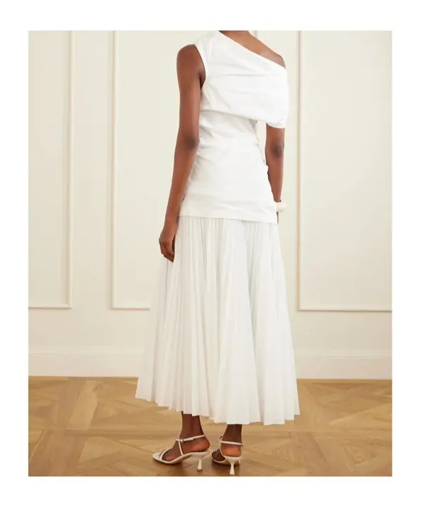 Simkhai Ammalie One-shoulder Draped Midi Dress - White